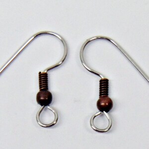 Stainless Steel Ear Wires W/ Antique Copper Ball + Coil ~ 3mm End Loop ...