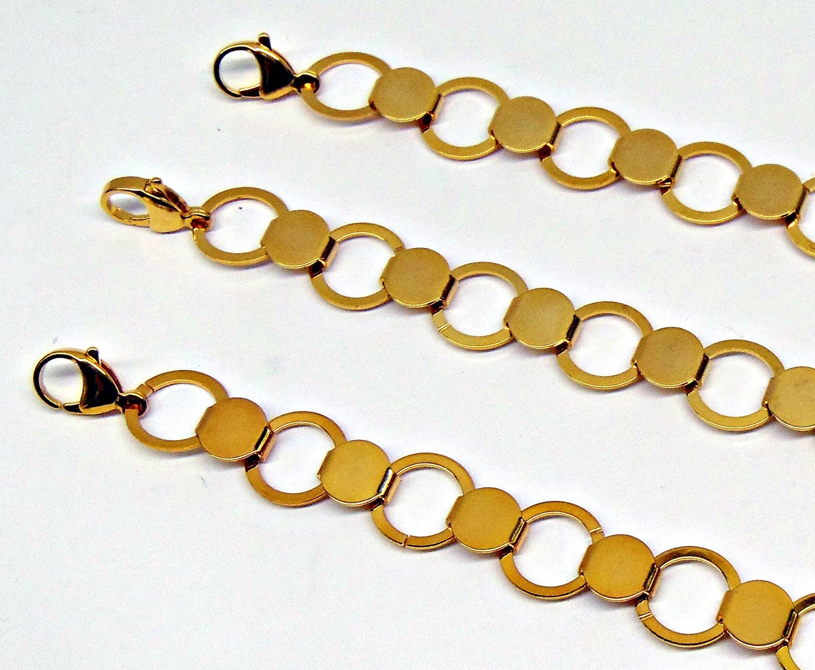 BRACELET BLANKS Forms ~ 9 Round PADS W/ Flat Connecting Loop Gold ...