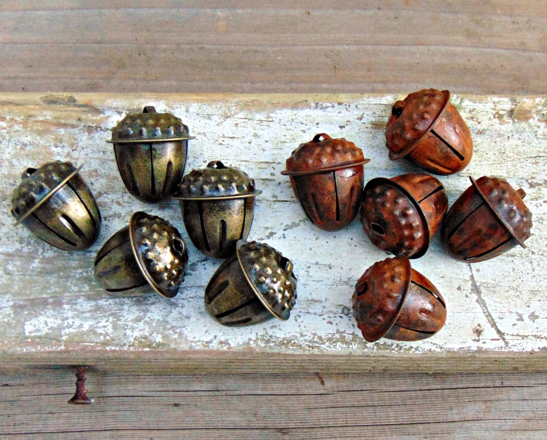 Acorn Jingle Bells ~ Rustic Antique Brass + Antique Copper ~metal Bells ...