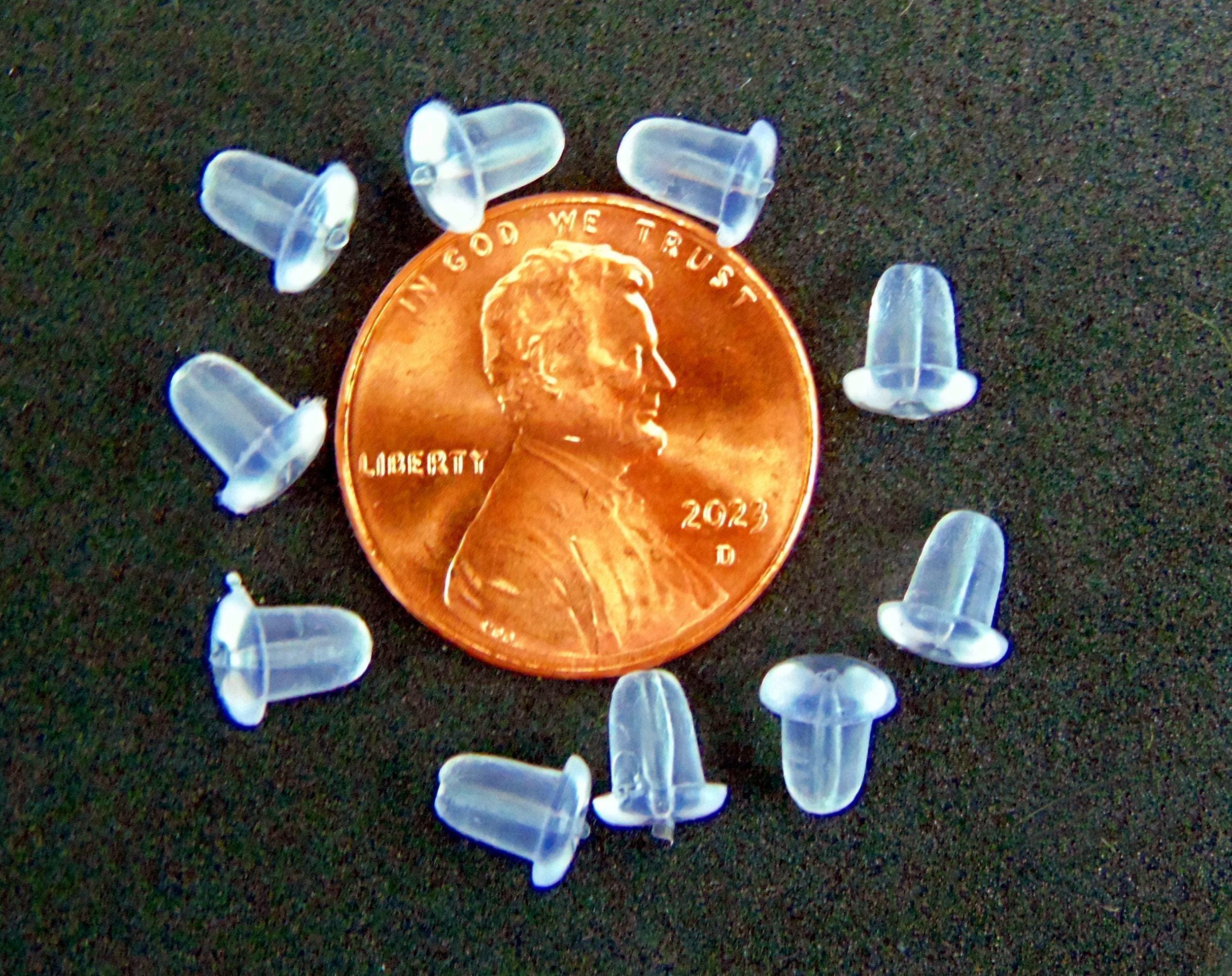 100 Clear Ear Nuts ~ Soft Bell Shape Earring Keeper Ear Backs 4mm X 5mm ...