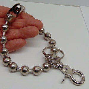 Extra Large BALL Chain Chunky Key Ring W/ Heavy Duty Trigger Clasp + 2 ...