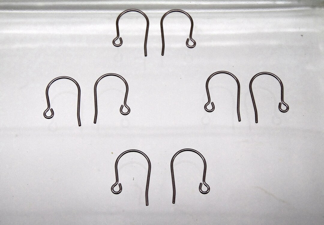 24 TITANIUM Ear Wires ~ Hook With Open Loop ~ Hypo-allergenic ~ 15mm ...