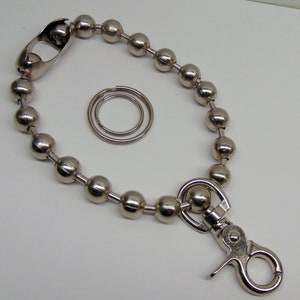 Extra Large BALL Chain Chunky Key Ring W/ Heavy Duty Trigger Clasp + 2 ...