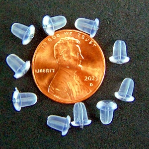 100 Clear Ear Nuts ~ Soft Bell Shape Earring Keeper Ear Backs 4mm X 5mm ...
