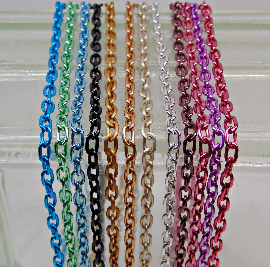 Colored Chain Mix ~ 12 Colors X 5 Feet Long = 60 Feet Anodized Aluminum ...