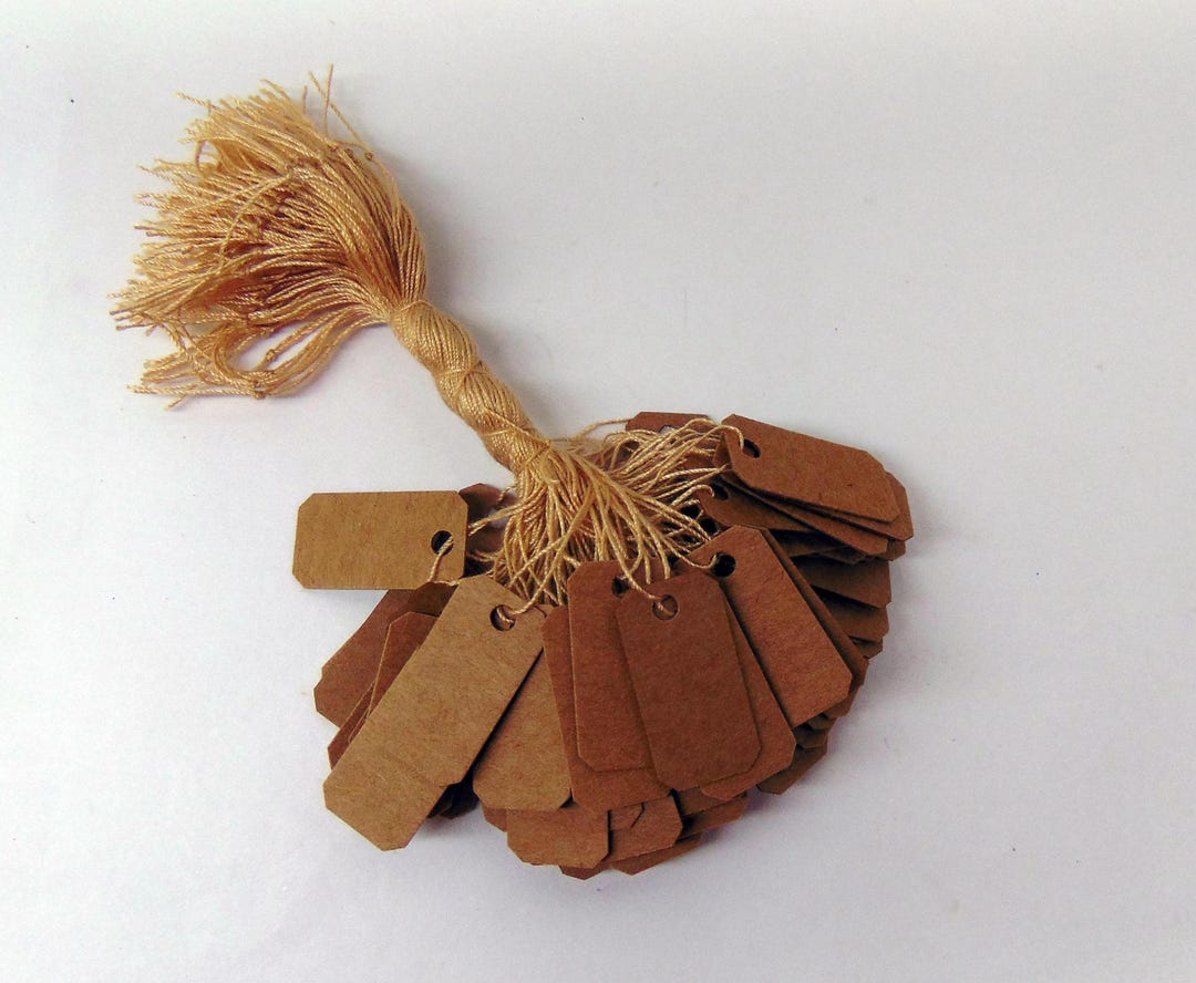 Kraft Brown Price Tags With Cotton String ~ Sturdy Blank Paper Tag 1" X ...