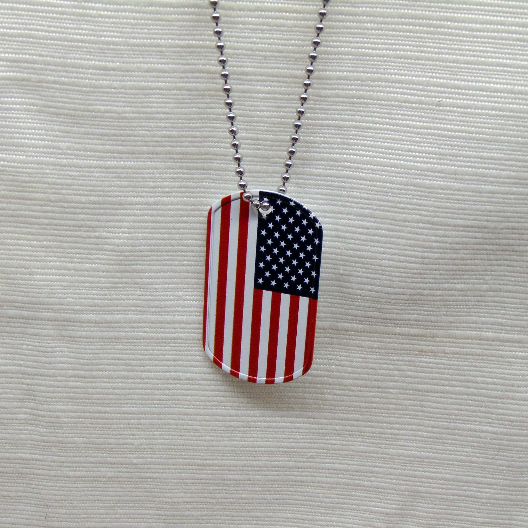American Flag Military Dog Tag With 30 Chain Full - Etsy