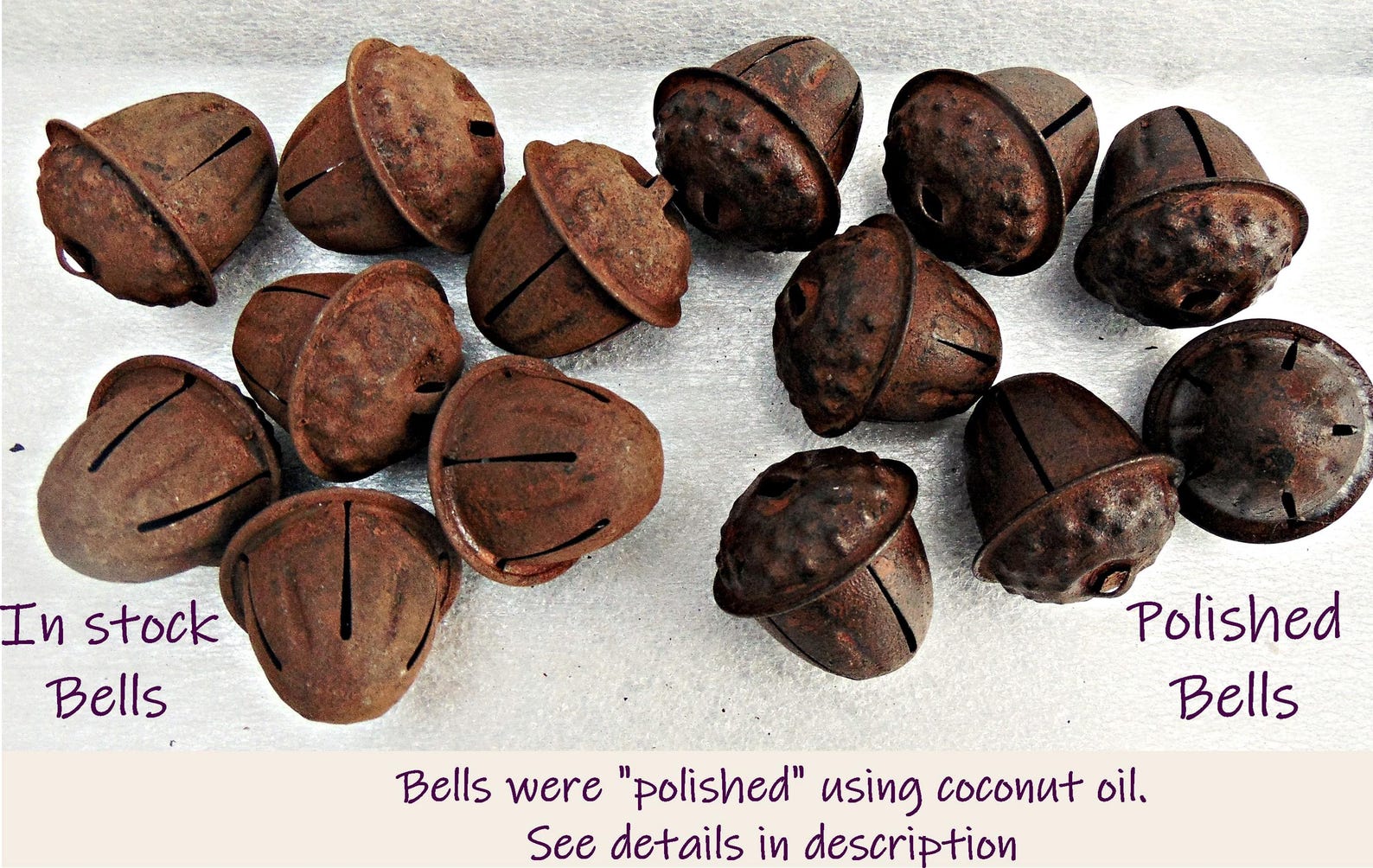 Acorn Jingle Bells ~ Antique Brass + Rustic Copper Finish Metal Bells ...
