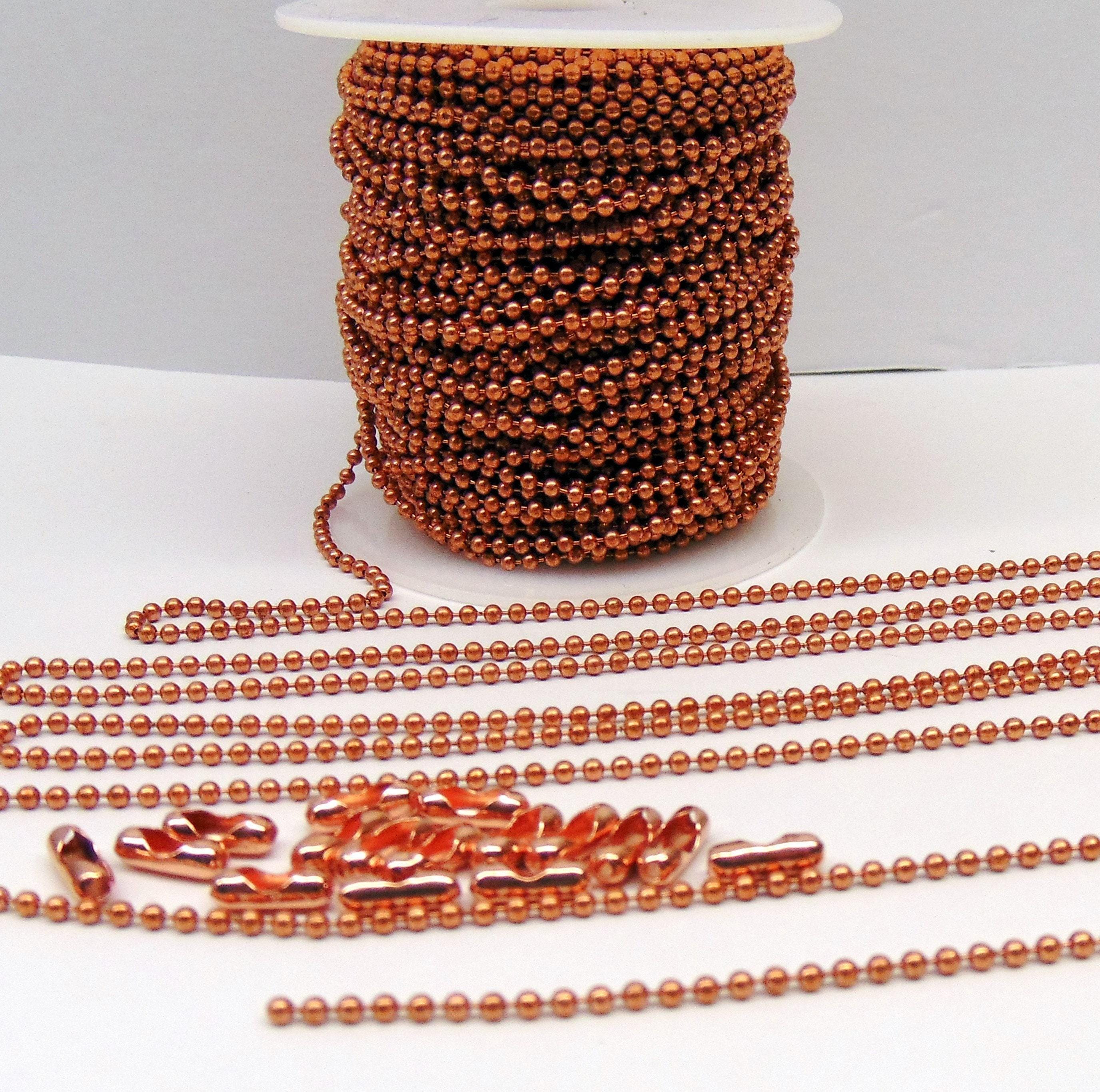 Petite COPPER 1.8mm Ball CHAIN #1 Size Small Round Bead Lengths 10, 25 ...