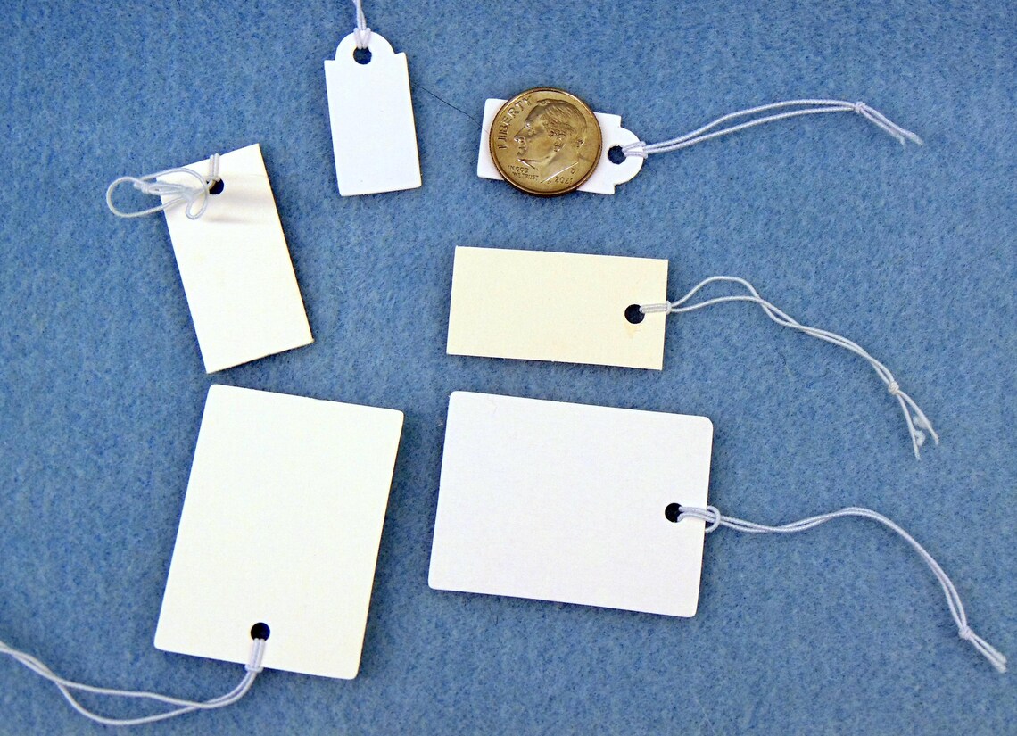 White Price Tags With Elastic String ~ Sturdy Blank Paper Tag to Write ...