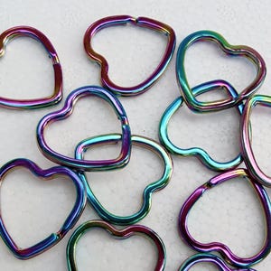 Iridescent Rainbow Heart Split Ring 32mm (1-1/4") Multi-color Duochrome ...