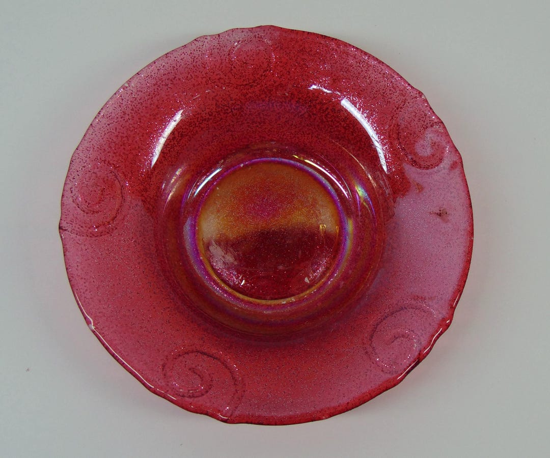Set of 6 Red Glass Saucers ~ Small Plates 4.5" Candle Platters ...