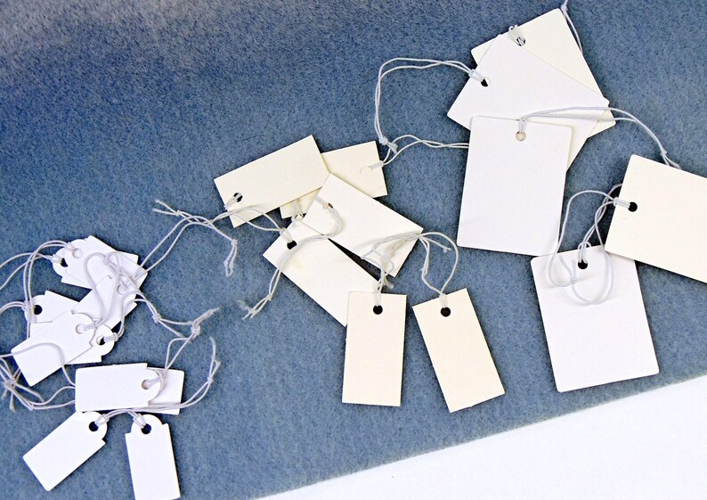 White Price Tags With Elastic String ~ Sturdy Blank Paper Tag to Write ...