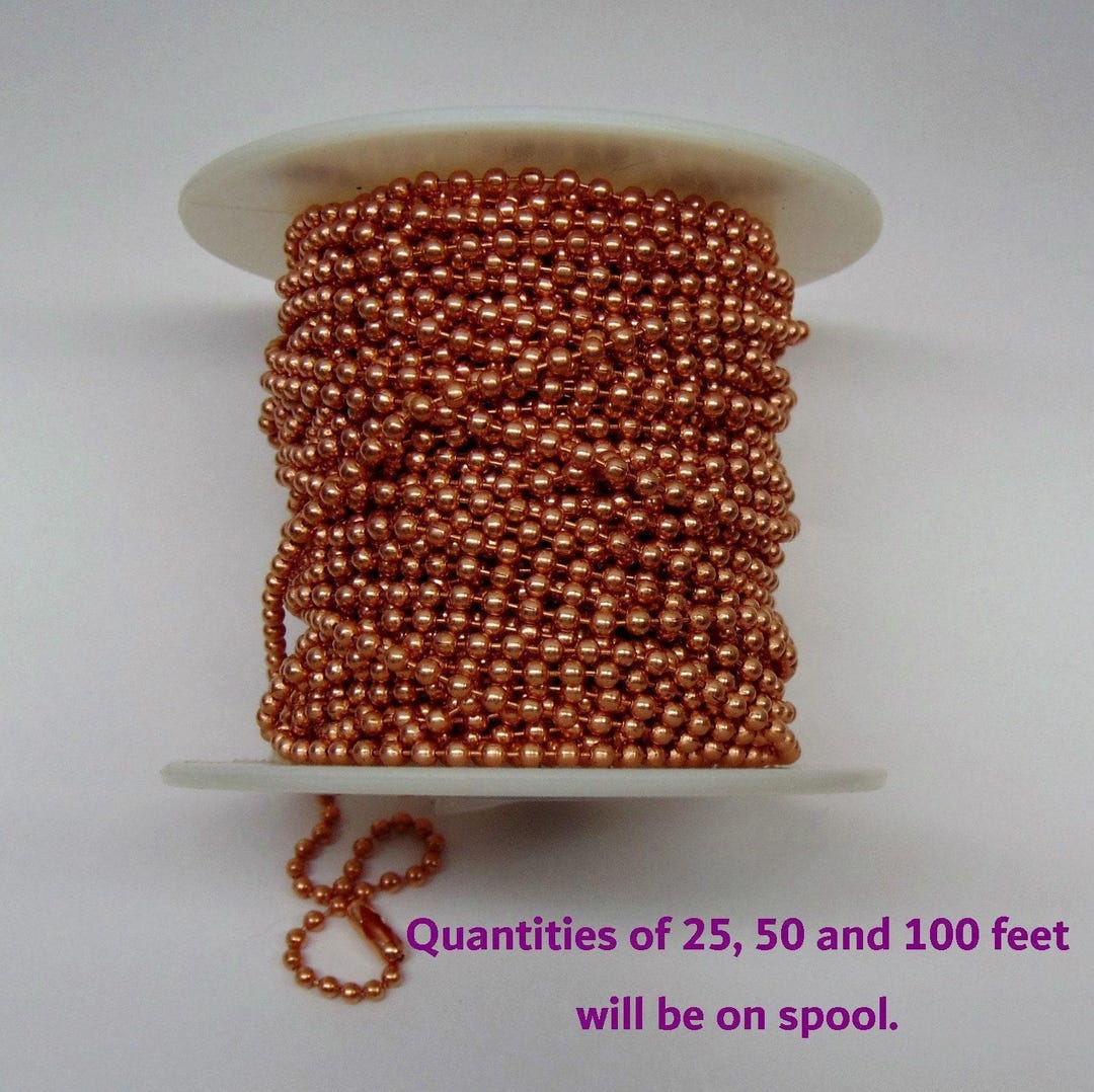 COPPER BALL CHAIN 2.4mm Round Bead Bulk Lengths 5, 10, 25, 50 or 100 ...
