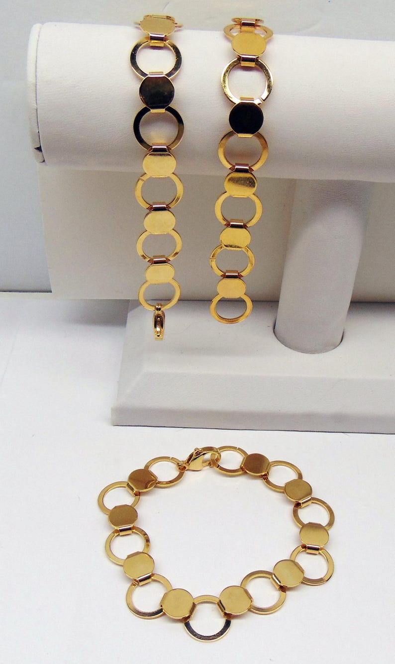 BRACELET BLANKS Forms ~ 9 Round PADS W/ Flat Connecting Loop Gold ...