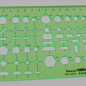 Set of 6 STENCIL Templates and Rulers for Math Science + Engineering ...