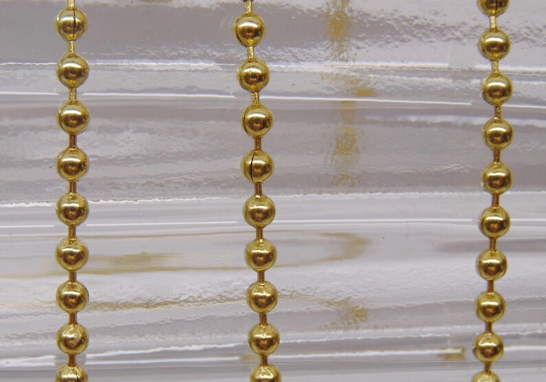 BRASS BALL CHAIN 2.4mm Round Bead / #3 Size ~bulk Lengths 5 Feet, 10-ft ...