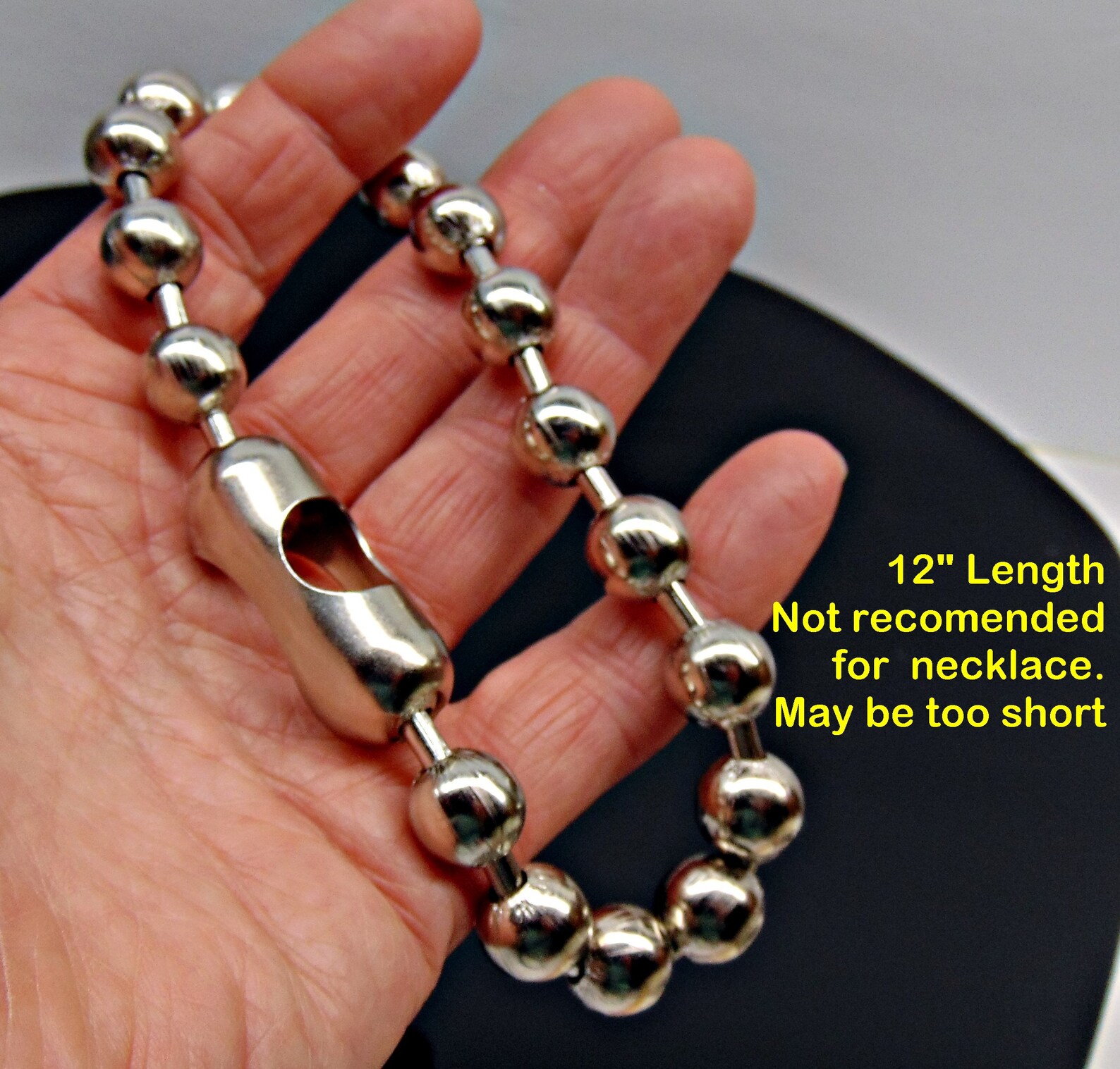 12mm Extra Large BALL Chain Necklace or Bracelets NPS Steel Beads 1/2 ...