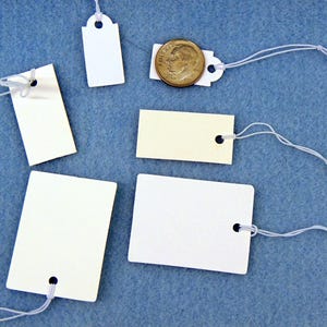 White Price Tags With Elastic String ~ Sturdy Blank Paper Tag to Write ...
