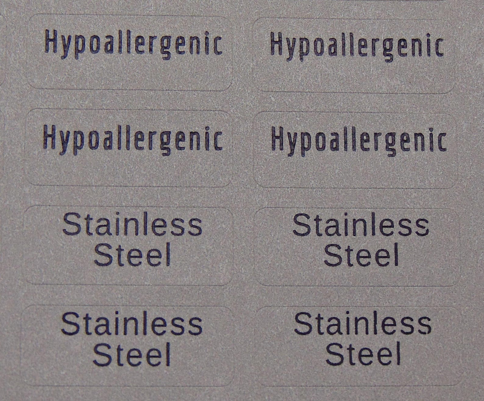 Matte Gray Adhesive Labels With Black Text ~ Rectangular 1" X 3/8 ...