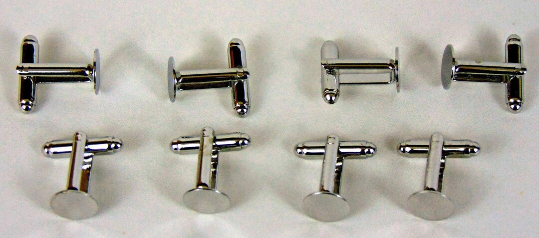 CUFF LINK Blanks / 10mm Flat Round Pad Findings Platinum Color ...