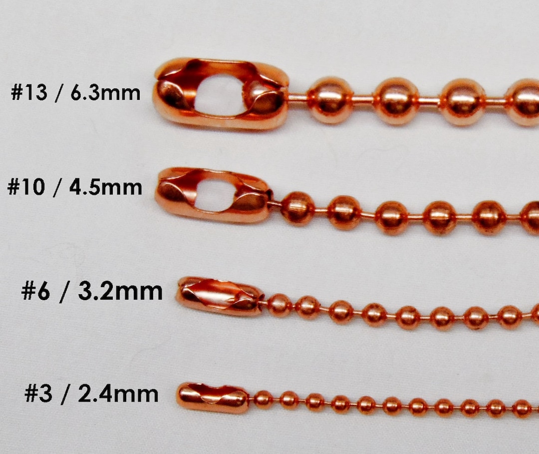 COPPER Ball CHAIN Connectors Couplers Clasps 4 Sizes 2.4mm/3 3.2mm/6 4. ...