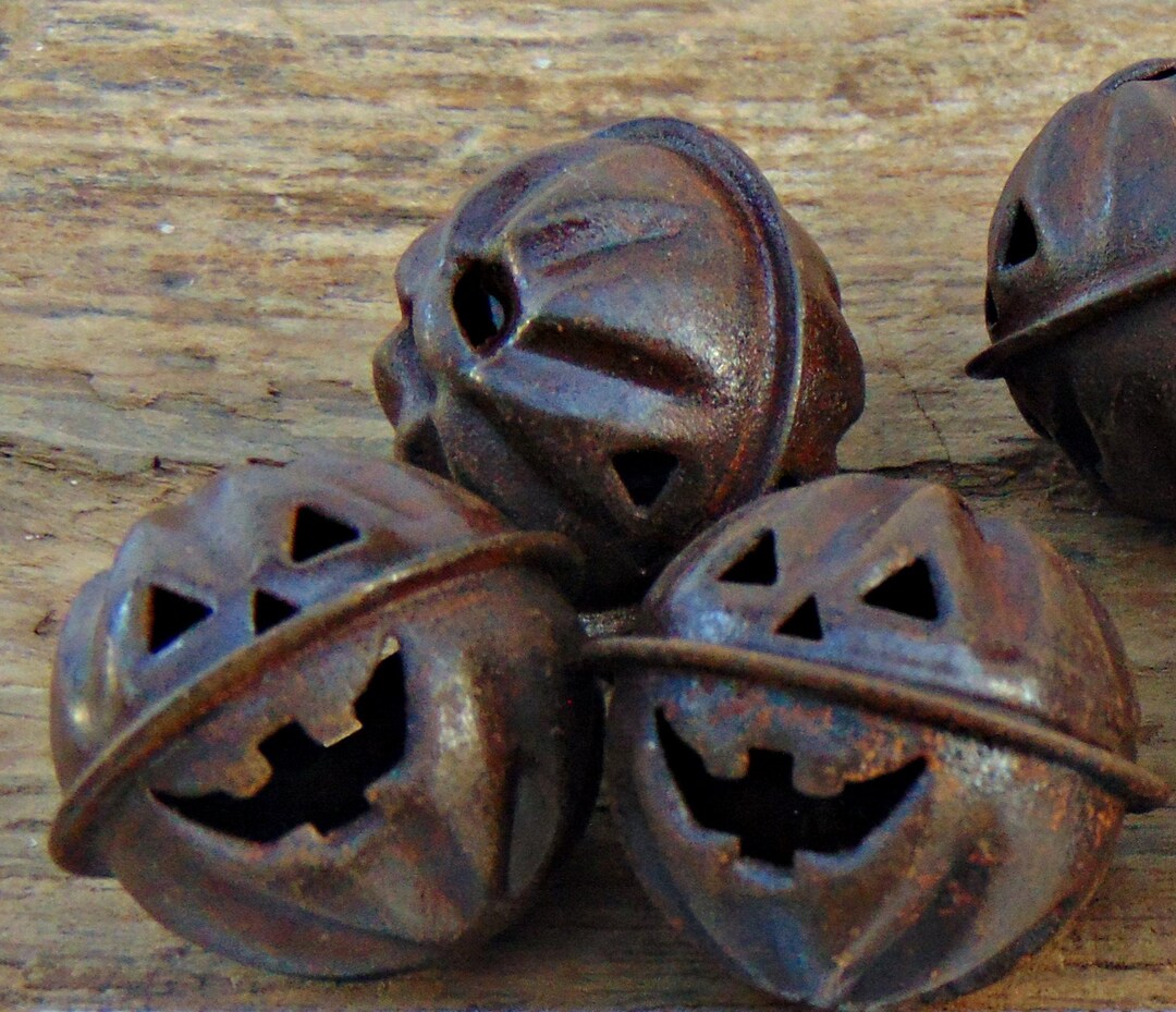 25 Metal Pumpkin Bells ~ Vintage Rustic Rusty Look ~ Dark Antique ...