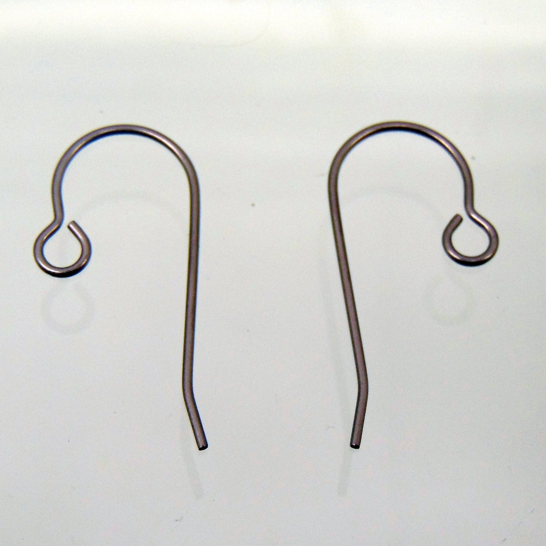25 Pairs TITANIUM Ear Wires ~ Hook With Open Loop ~ 24mm Post Grade ...