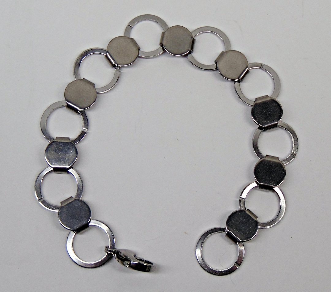 BRACELET BLANKS Forms ~ 9 Round PADS W/ Flat Connecting Loop Stainless ...