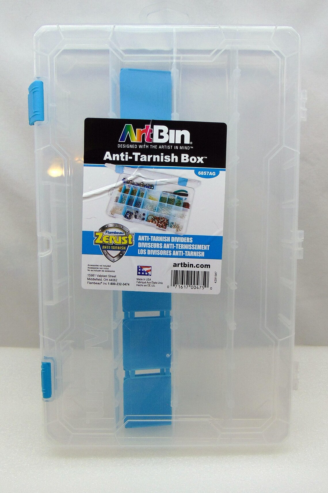 Large Anti Tarnish Box With 19 Adjustable Cells Compartments With ...