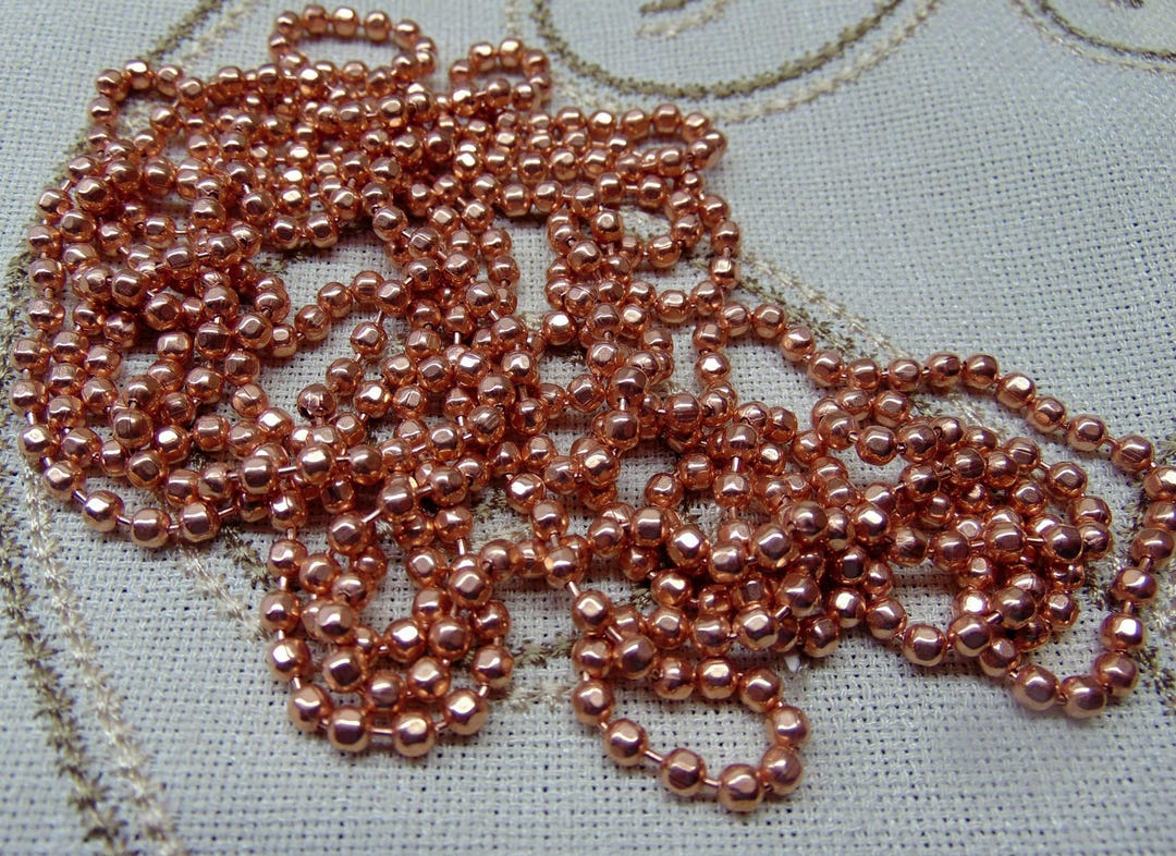 COPPER Ball CHAIN 3.2mm Faceted Bead / #6 Size ~ Bulk Lengths 5, 10, 25 ...