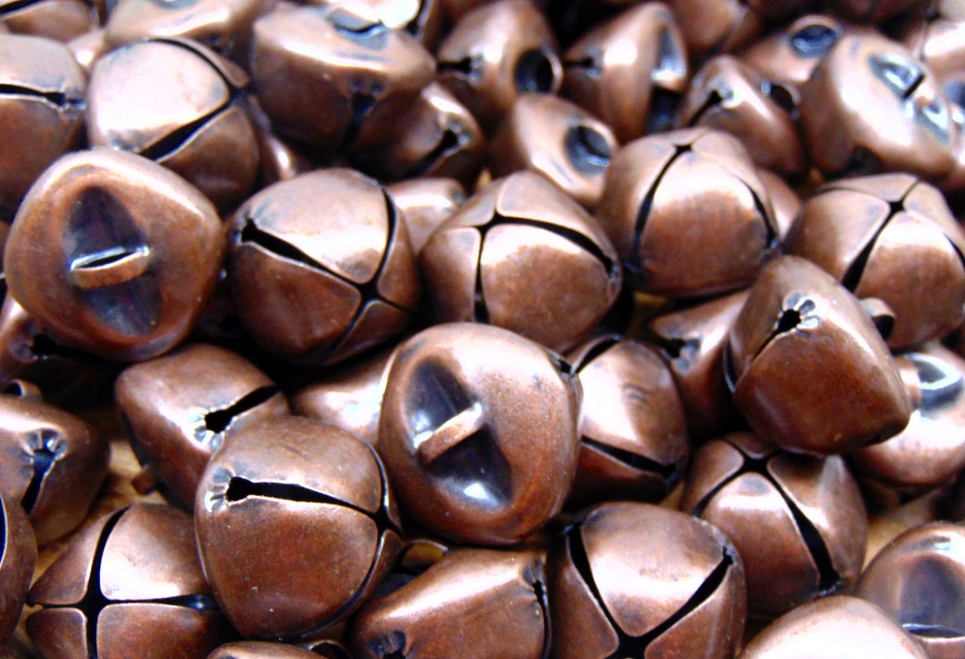 25 Antique Copper Finish JINGLE BELLS 20mm X 25mm (3/4" X 1") Metal ...
