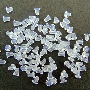 100 Clear Ear Nuts ~ Soft Bell Shape Earring Keeper Ear Backs 4mm X 5mm ...