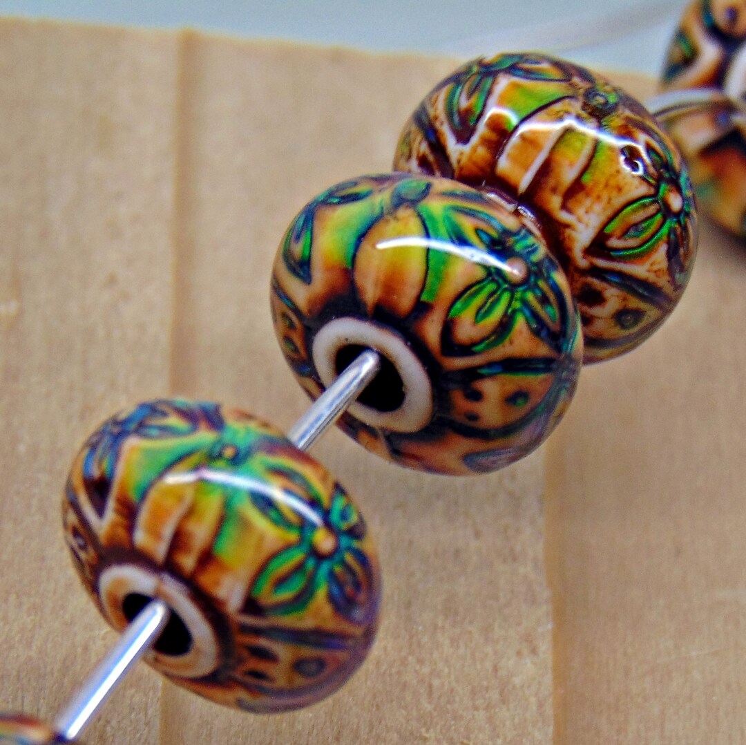 Rosy Posy Mood Beads ~ Puffy Round Disc ! 12mm ~ Lots of 5, 10 or 20 ...