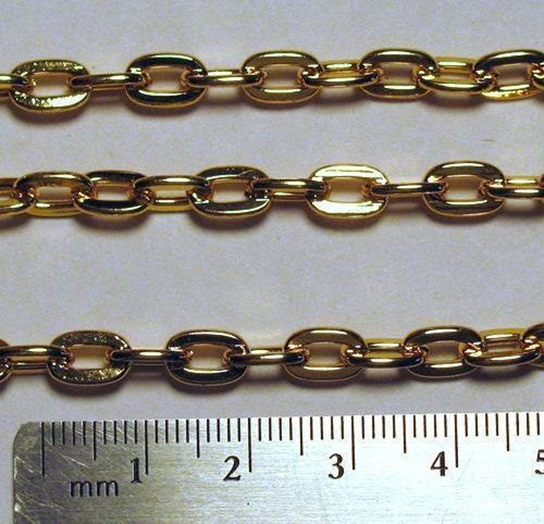 GOLD PLATED Cable Chain 164-ft Spool 5mm X 8mm Flat CABLE Chain Large ...