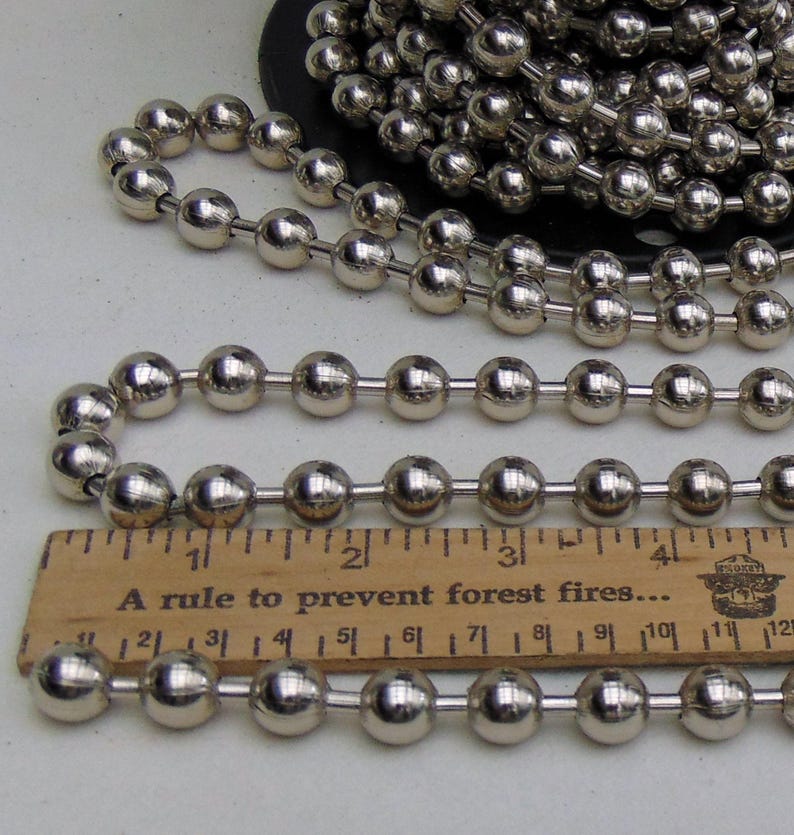 12mm BULK Steel Ball Chain Sold By-the-foot ~ 1/2" Bead #30 Size NPS ...