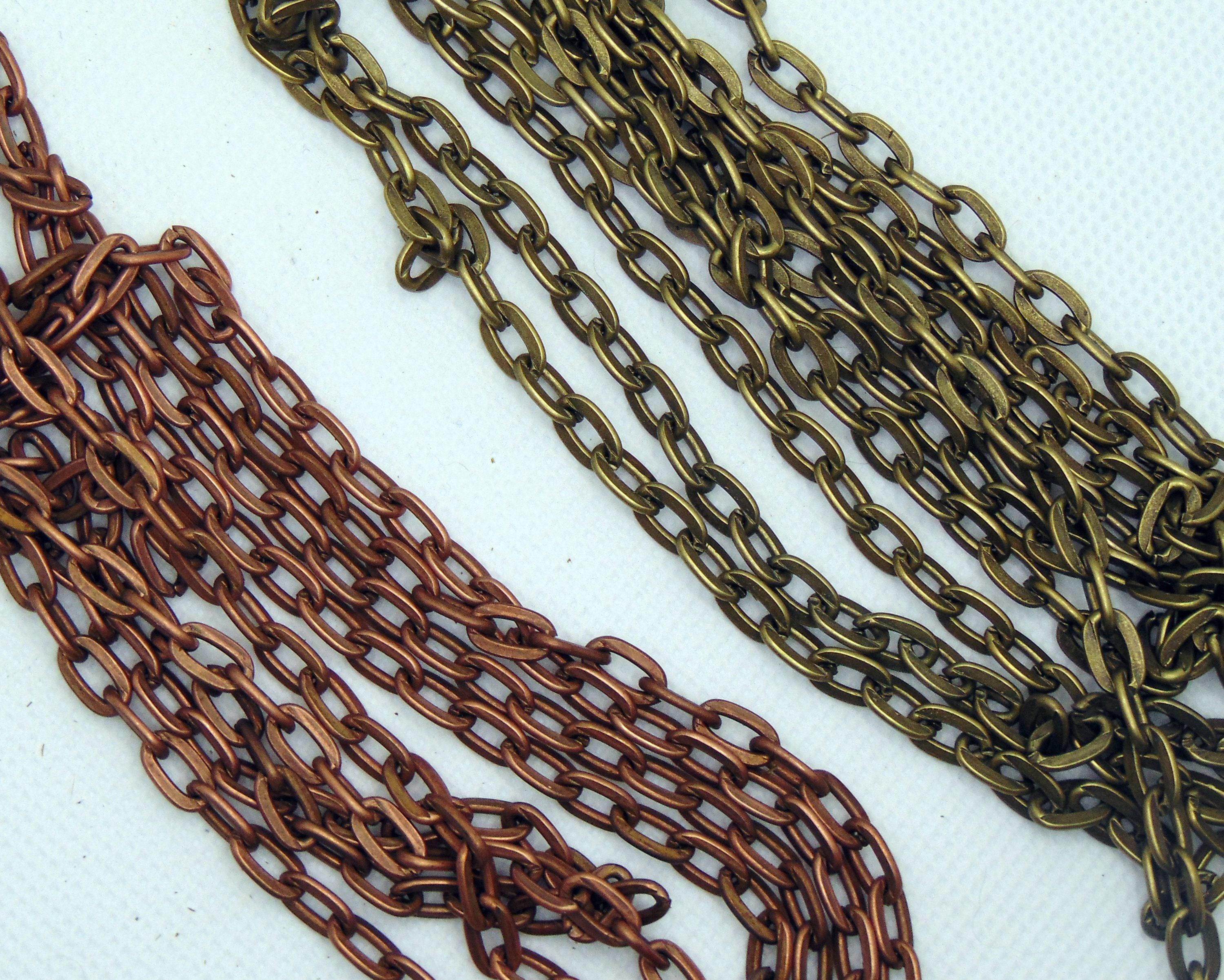 Antique Finish Chain Vintage Copper or Brass or Mix ~ Flat CABLE Chain ...