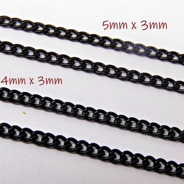 4mm Curb Black Chain - Etsy