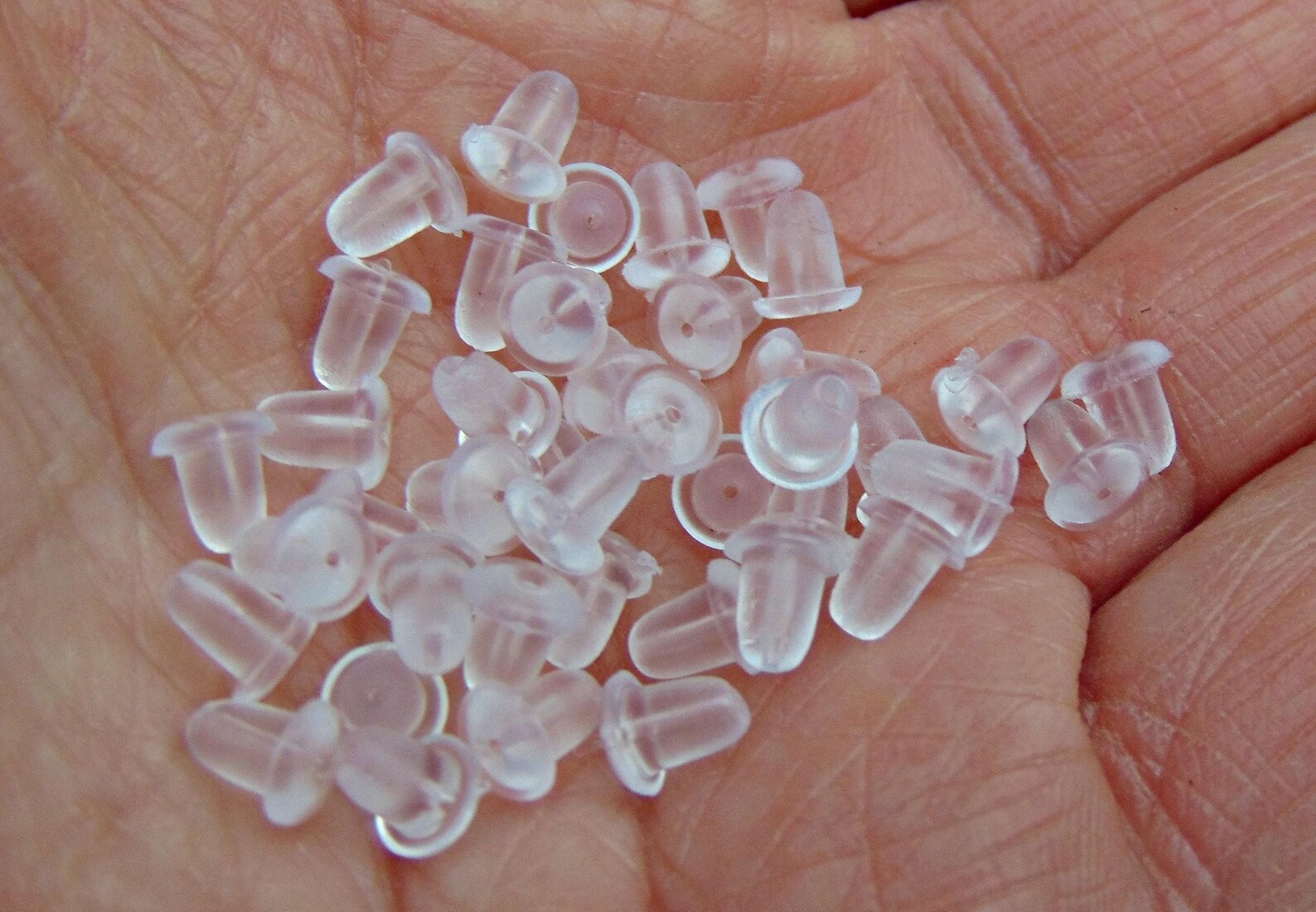 100 Clear Ear Nuts ~ Soft Bell Shape Earring Keeper Ear Backs 4mm X 5mm ...
