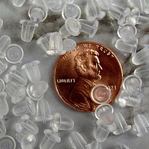 100 Clear Ear Nuts ~ Soft Bell Shape Earring Keeper Ear Backs 4mm X 5mm ...