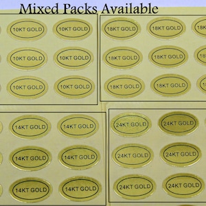 Gold Foil Labels 10KT 14KT 18KT and 24KT GOLD Mixed Pack Peel off ...