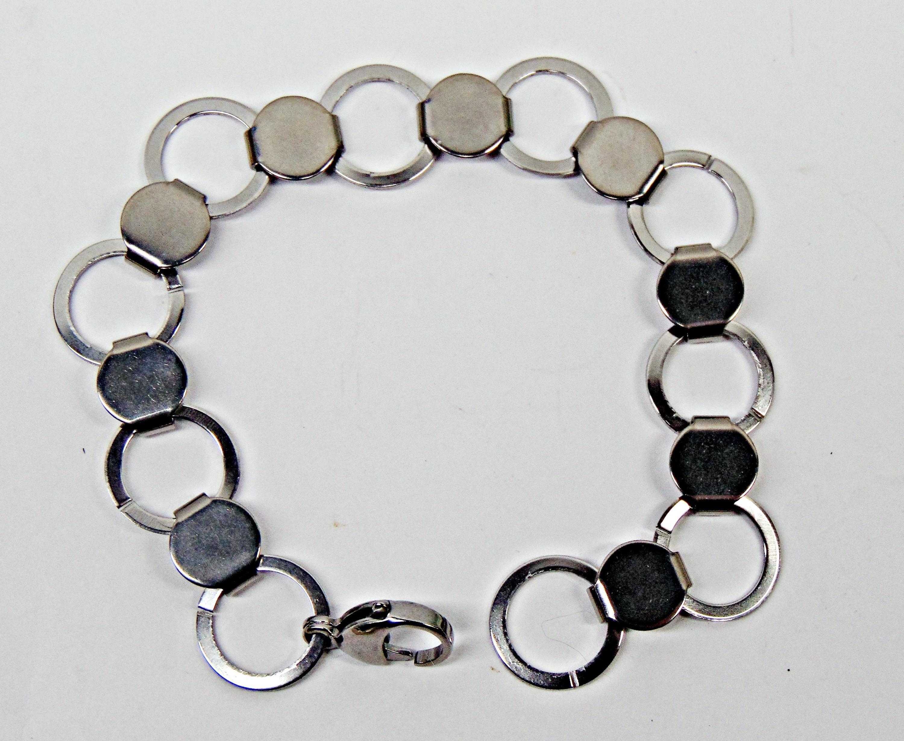 BRACELET BLANKS Forms ~ 9 Round PADS W/ Flat Connecting Loop Stainless ...
