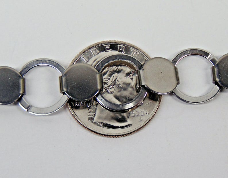 BRACELET BLANKS Forms ~ 9 Round PADS W/ Flat Connecting Loop Stainless ...