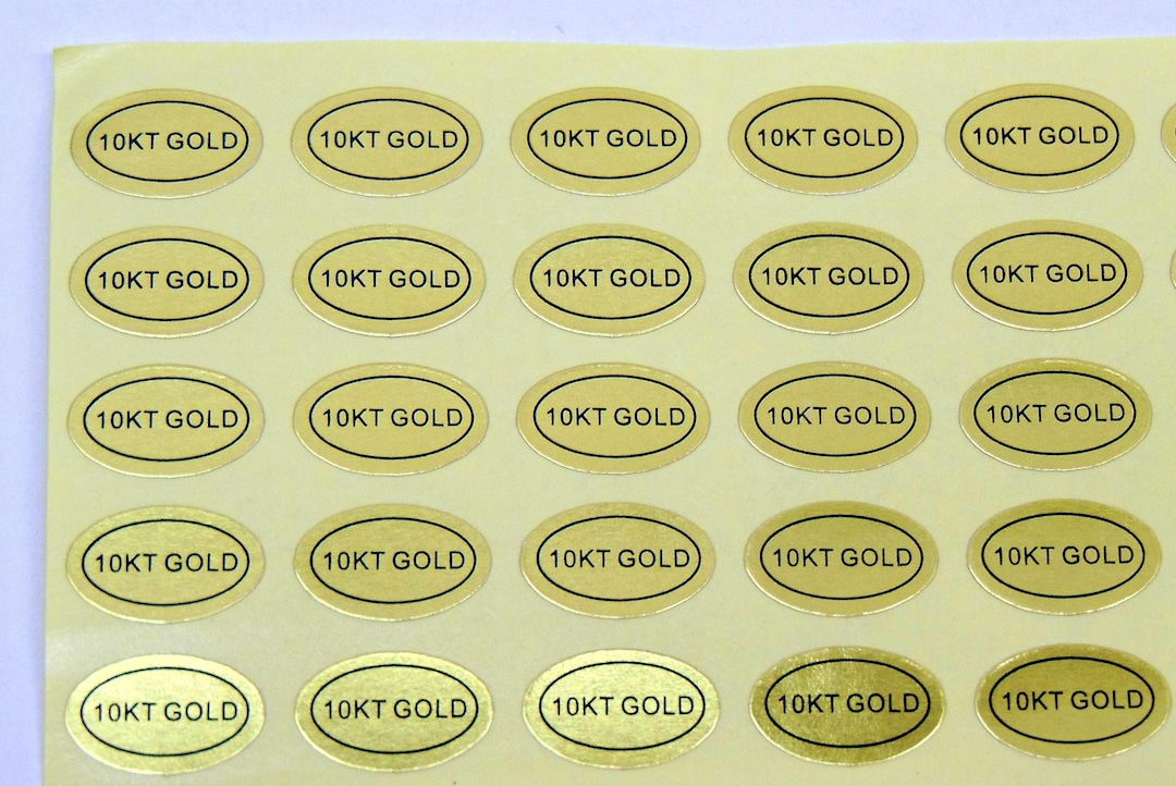 WHOLESALE Lots Gold Foil Labels Marked "10kt Gold" Peel off Adhesive ...