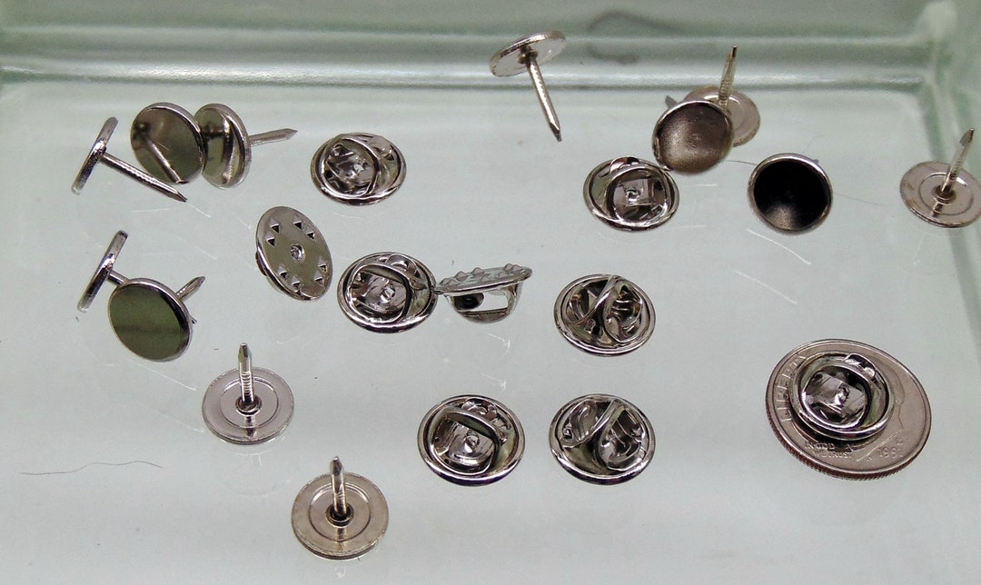 Steel Tie Tacs With Backs ~ Lapel Pins Scatter Pins ~ 9.5mm Pad X 10.5 ...