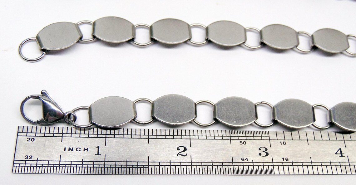 BRACELET BLANKS Forms ~ Oval Disc and Loop ~ 10 Flat Pads 14mm ...