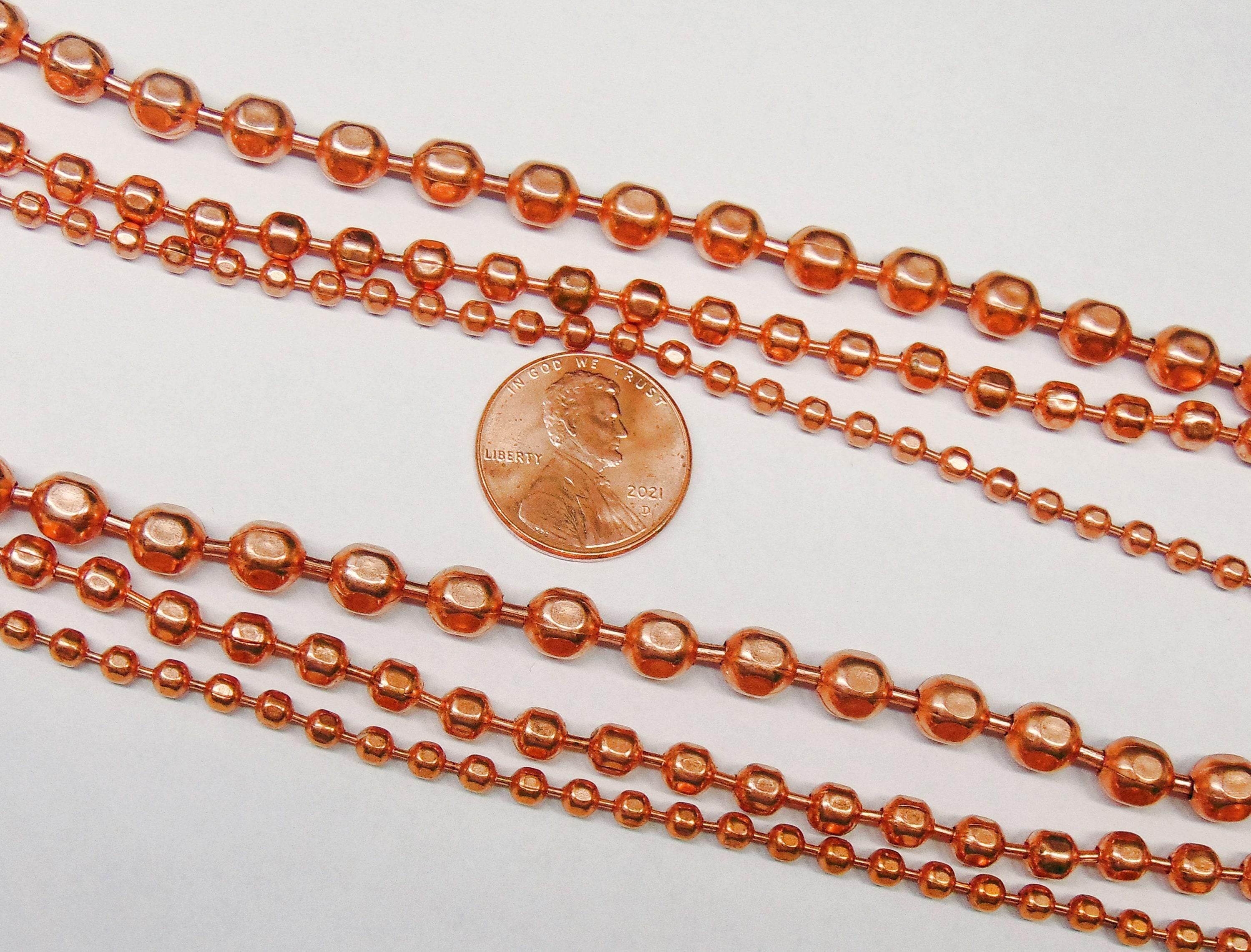 3 (three) COPPER Faceted Ball CHAIN Necklaces 36