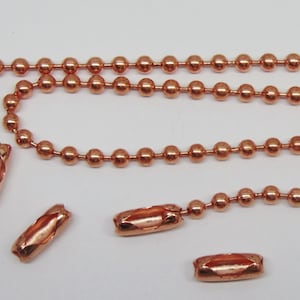 Bulk COPPER BALL CHAIN 3.2mm Round Bead / #6 Size ~ Bulk Lengths 5, 10 ...