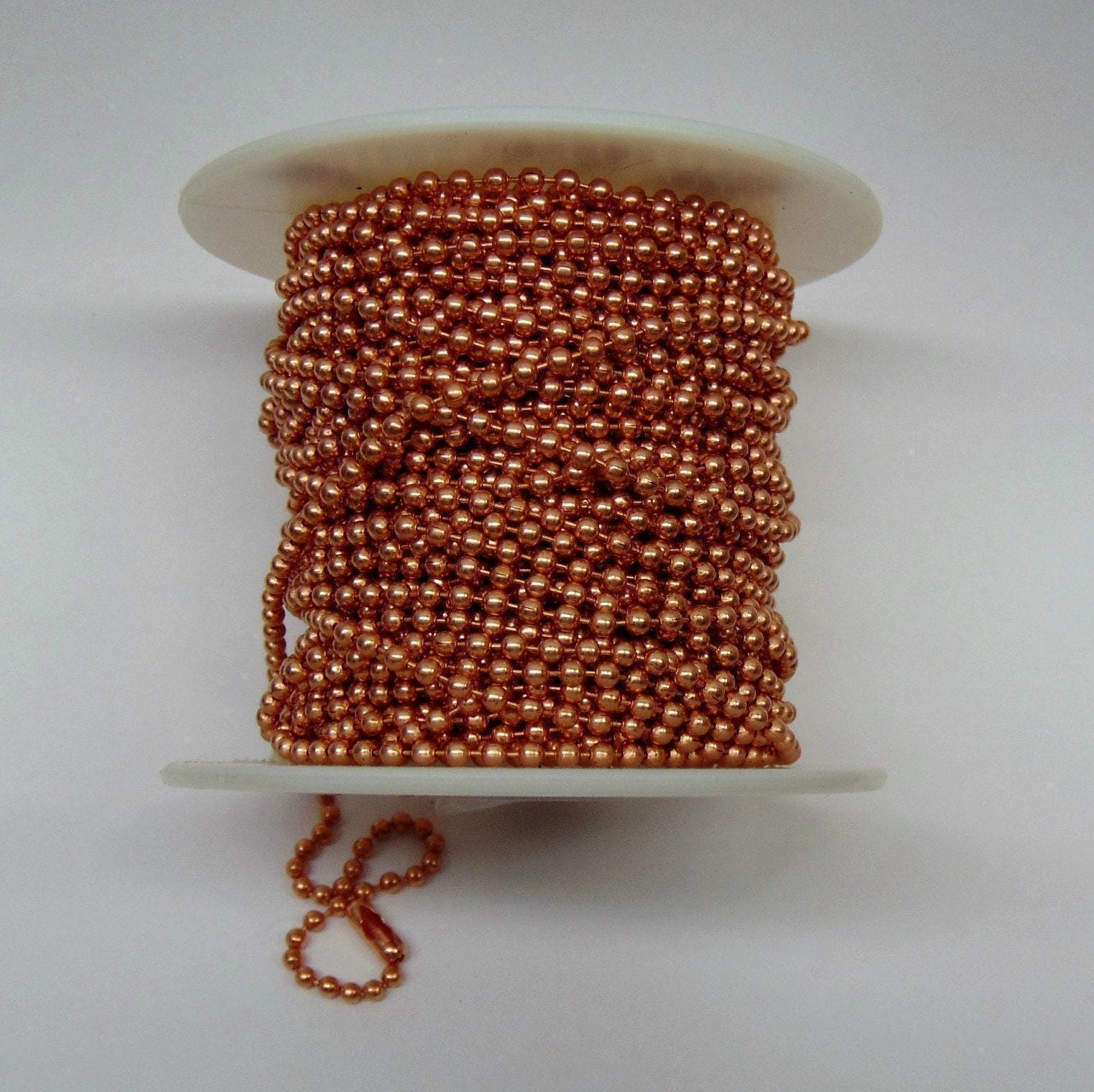 COPPER BALL CHAIN 2.4mm Round Bead Bulk Lengths 5, 10, 25, 50 or 100 ...