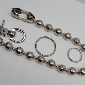 Extra Large BALL Chain Chunky Key Ring W/ Heavy Duty Trigger Clasp + 2 ...